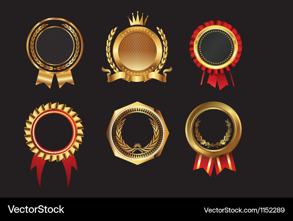 Golden badges Royalty Free Vector Image - VectorStock