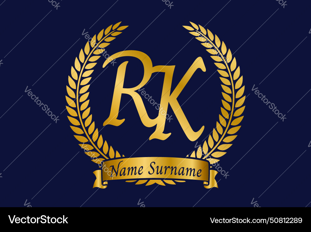 Initial letter r and k rk monogram logo design Vector Image