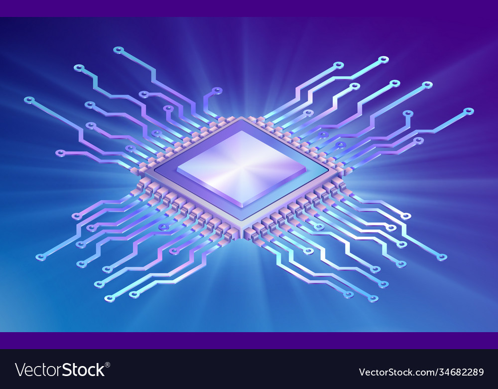 Microprocessor isometric circuit board Royalty Free Vector Microprocessor isometric circuit board Royalty Free Vector