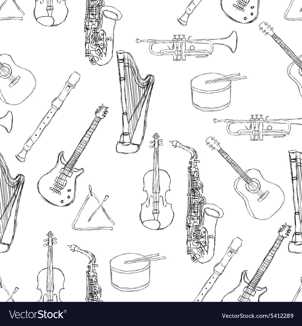 Musical instruments pattern Royalty Free Vector Image