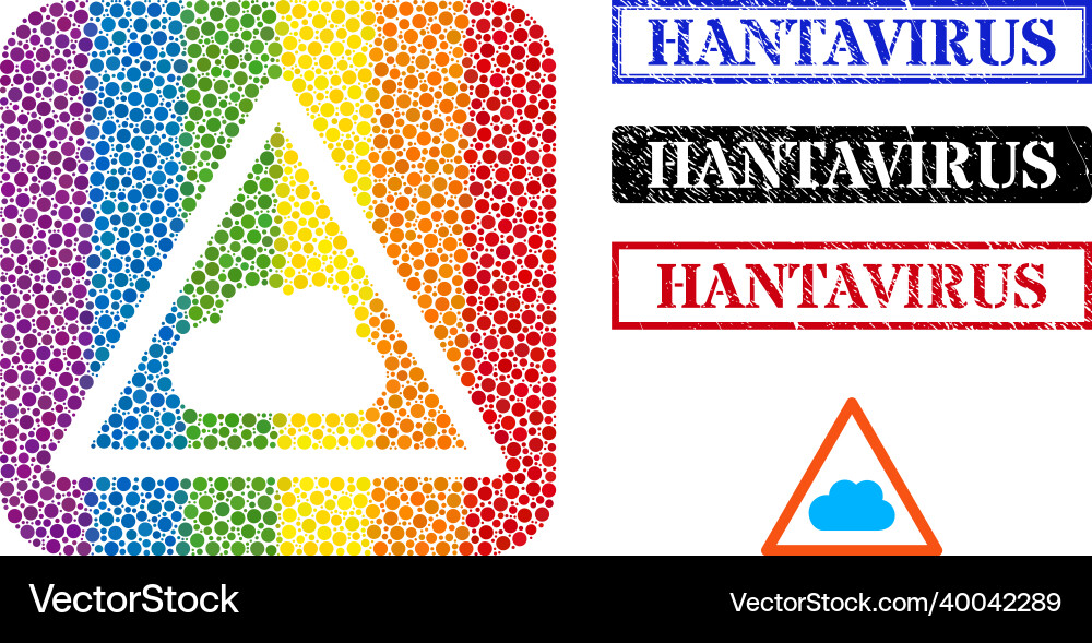 Scratched hantavirus seal and dot mosaic cloud Vector Image