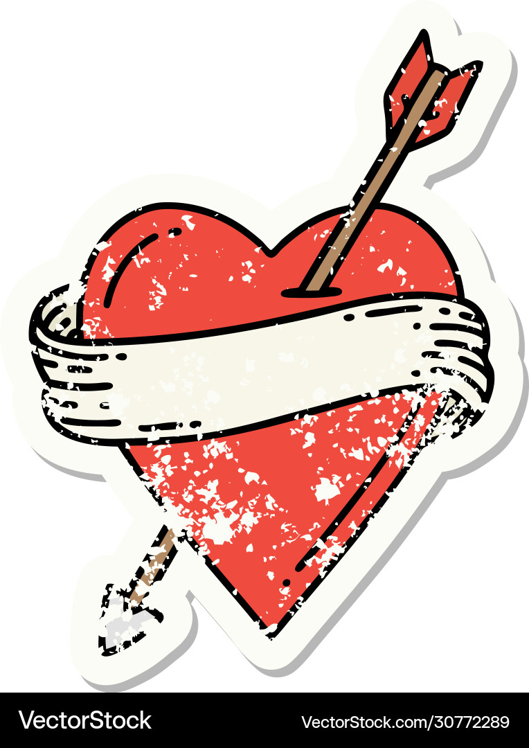 Traditional distressed sticker tattoo an arrow Vector Image