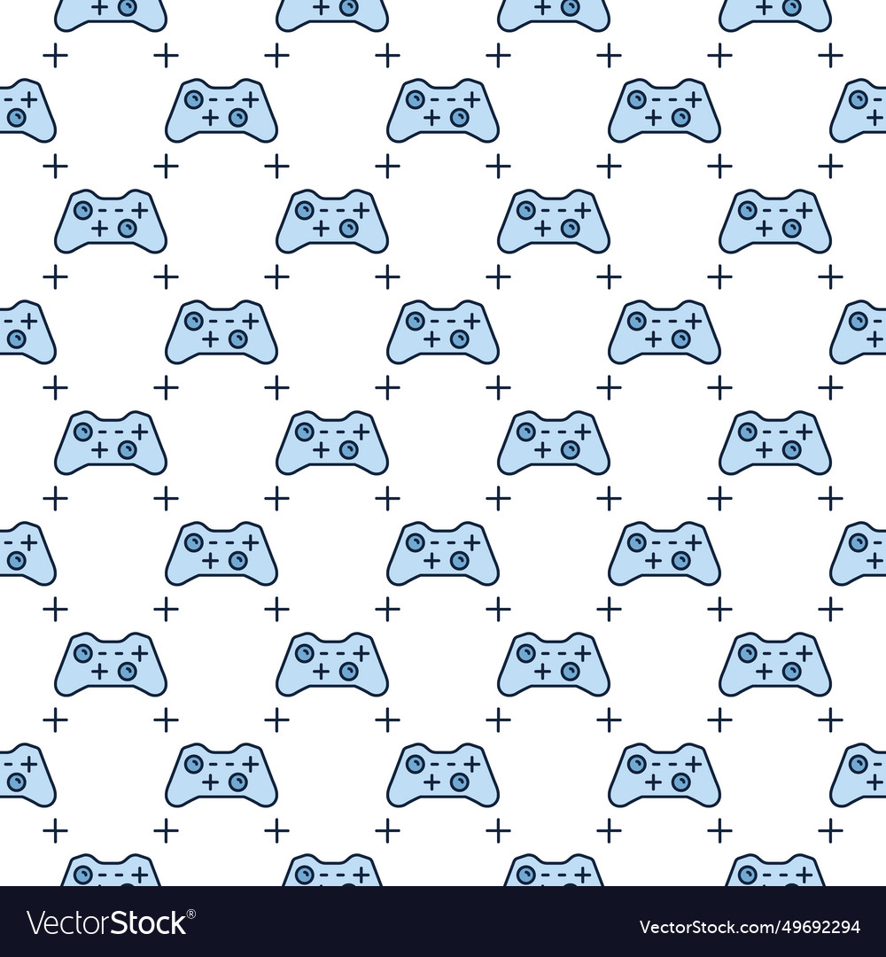 Controller Or Gamepad Colored Seamless Pattern Vector Image