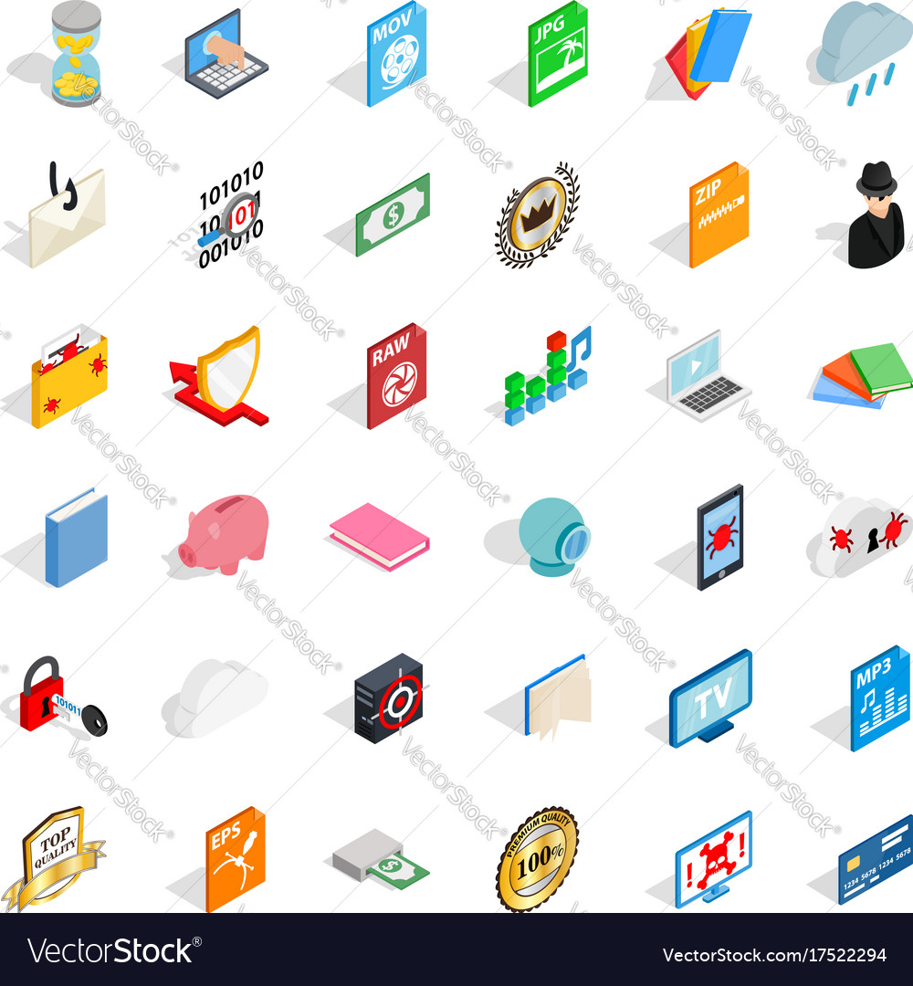 Folder icons set isometric style Royalty Free Vector Image