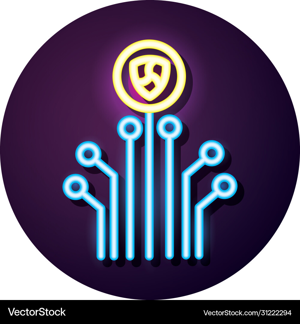 Nem with circuit crypto currency neon style Vector Image