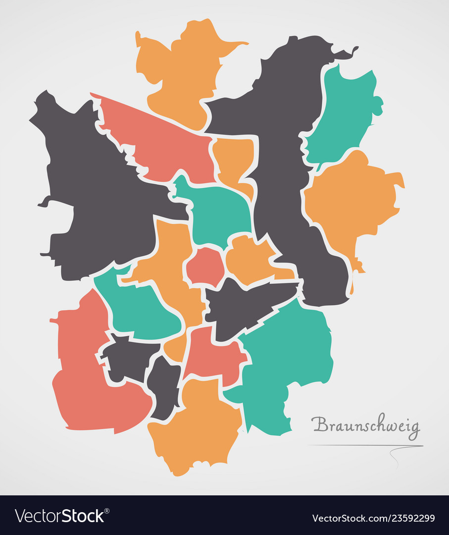 Braunschweig map with boroughs and modern round Vector Image