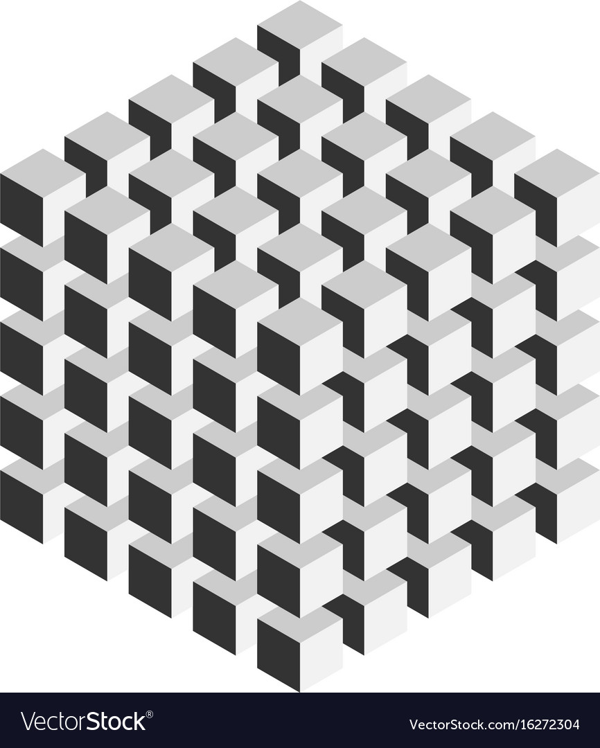 Grey geometric cube of 125 smaller isometric cubes Grey geometric cube of 125 smaller isometric cubes