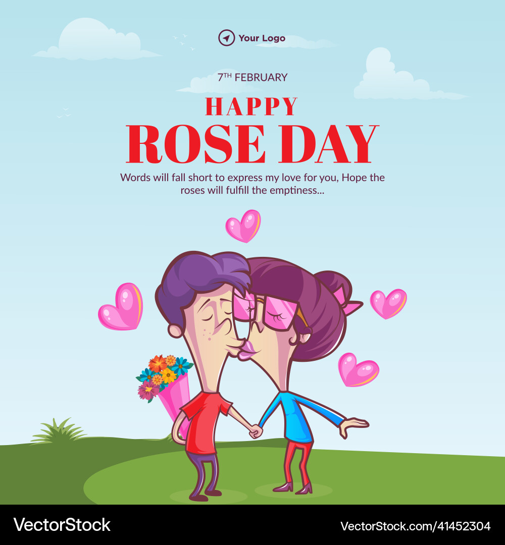 Happy rose day banner design Royalty Free Vector Image