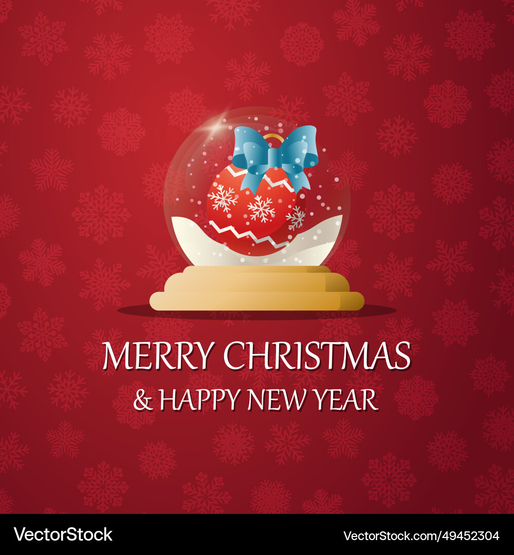 Merry christmas snow globe with a ball Royalty Free Vector