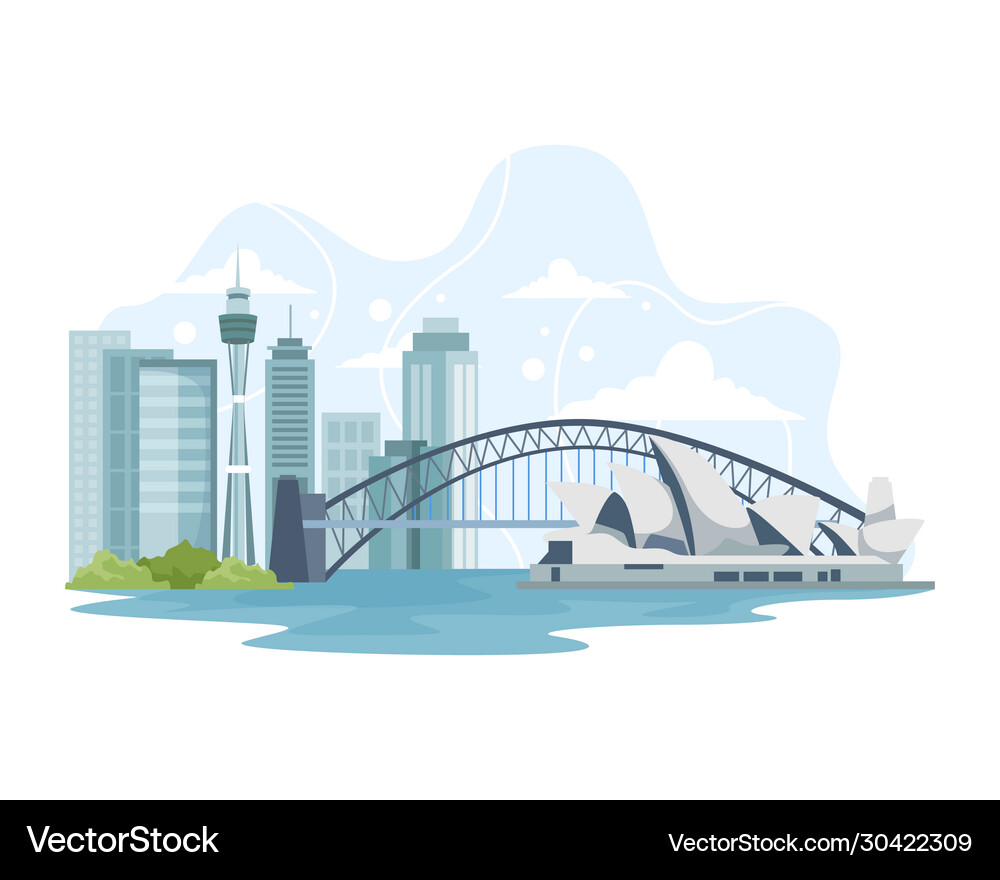 Australia cityscape with landmarks Royalty Free Vector Image
