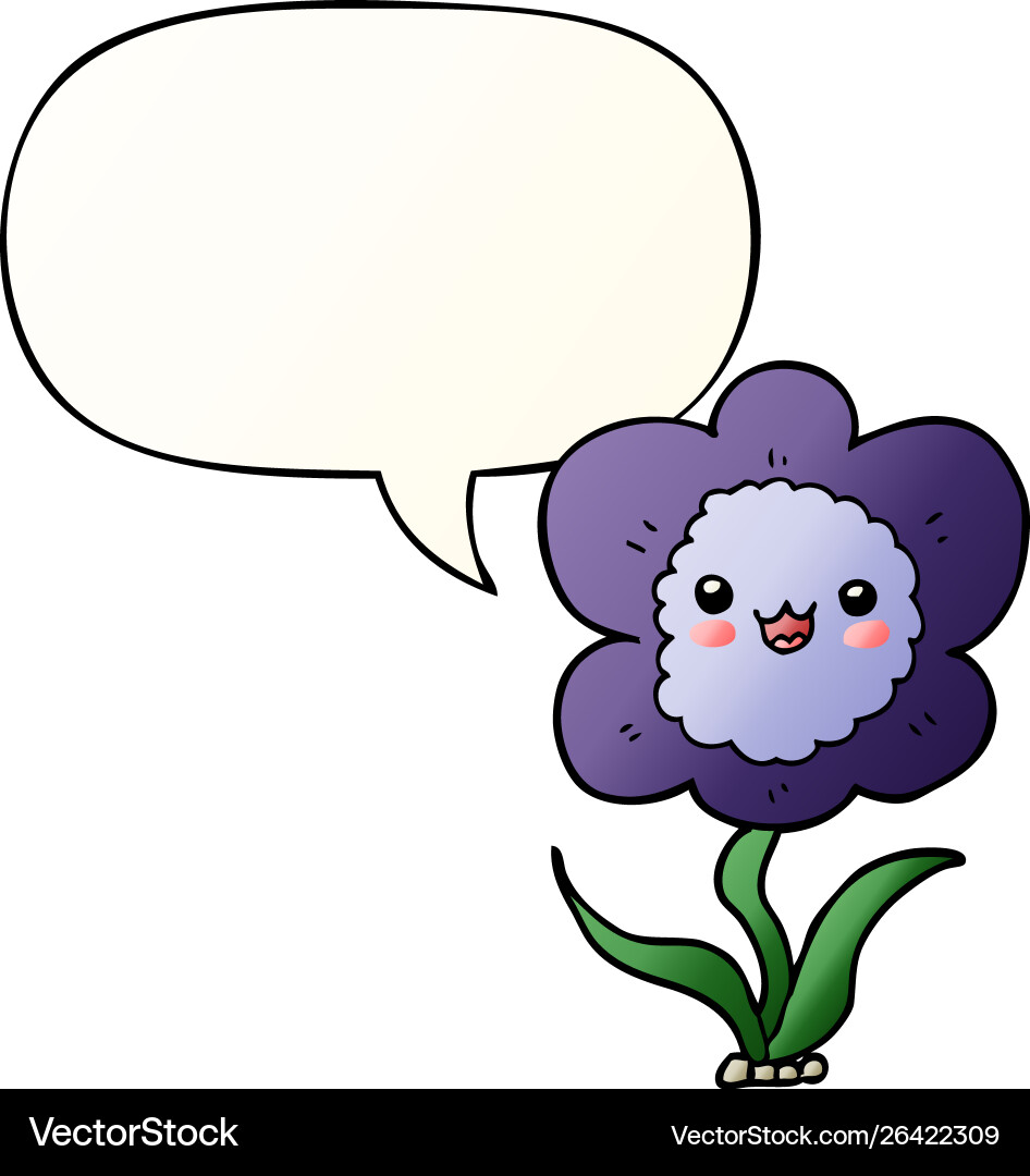 Cartoon flower and speech bubble in smooth Vector Image