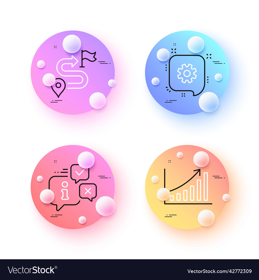 Cogwheel info and graph chart minimal line icons Vector Image