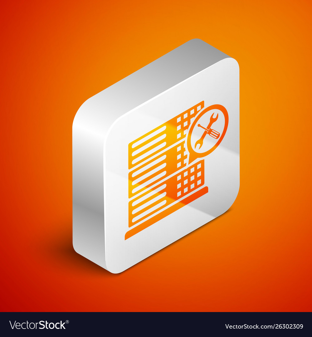Isometric database server with screwdriver Vector Image