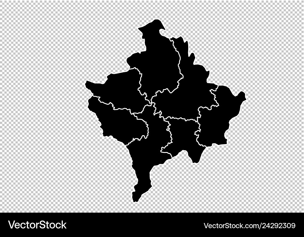 Kosovo map - high detailed black Royalty Free Vector Image