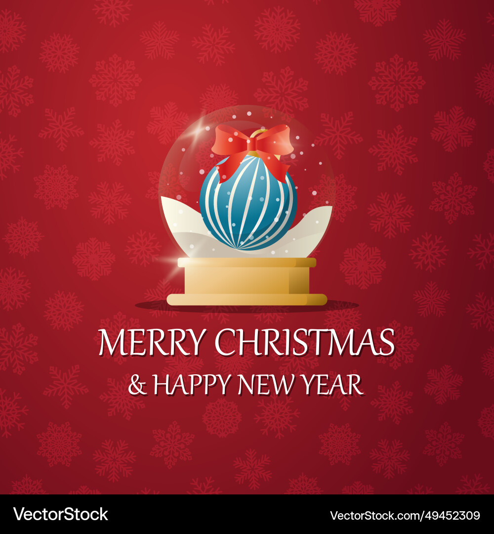 Merry christmas snow globe with a ball Royalty Free Vector