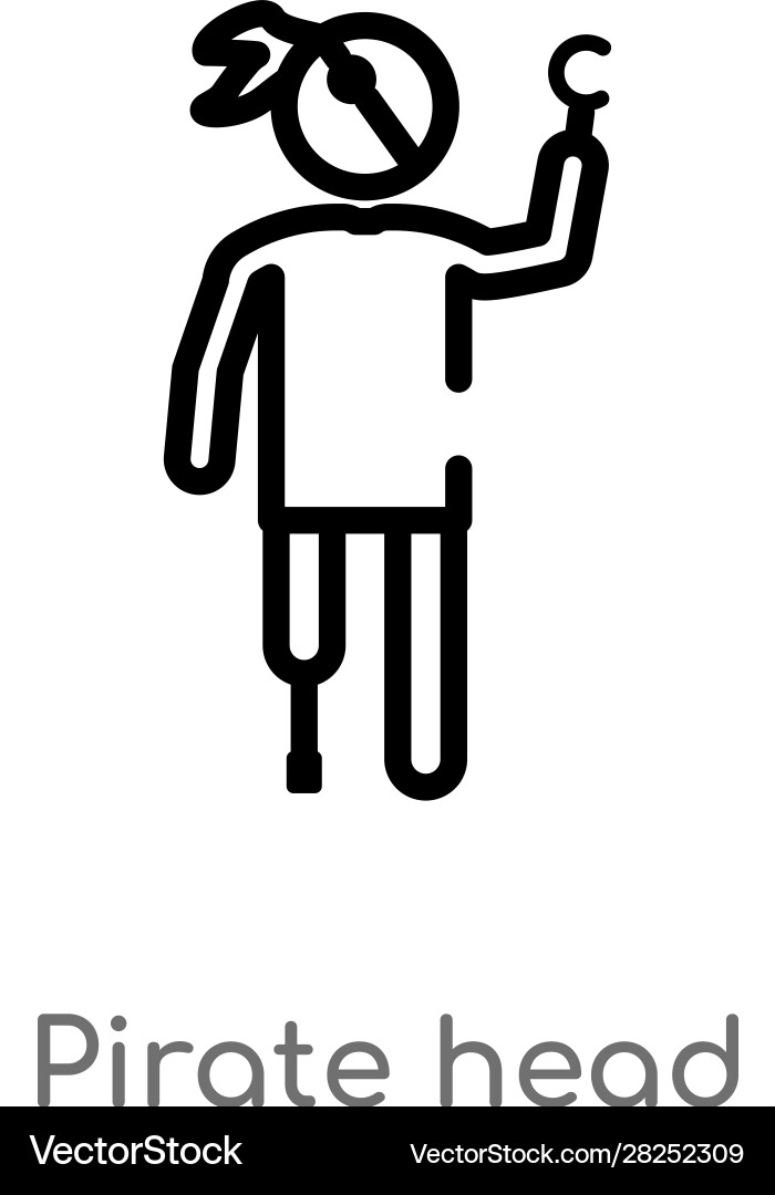 Outline pirate head icon isolated black simple Vector Image