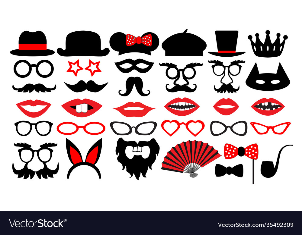 Retro party set birthday photo booth props Vector Image