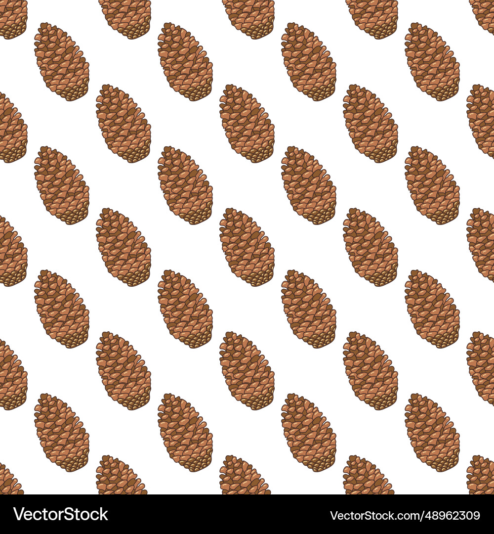 Seamless pattern with brown pine cones hand drawn Vector Image