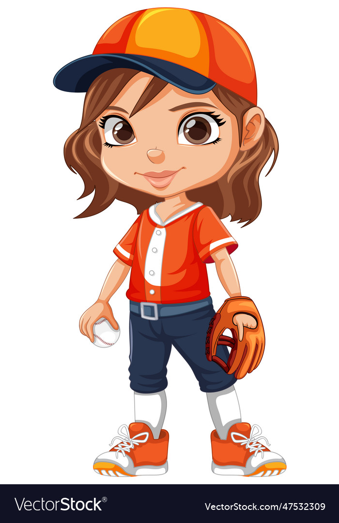 Sport Girl Cartoon Character Baseball Royalty Free Vector