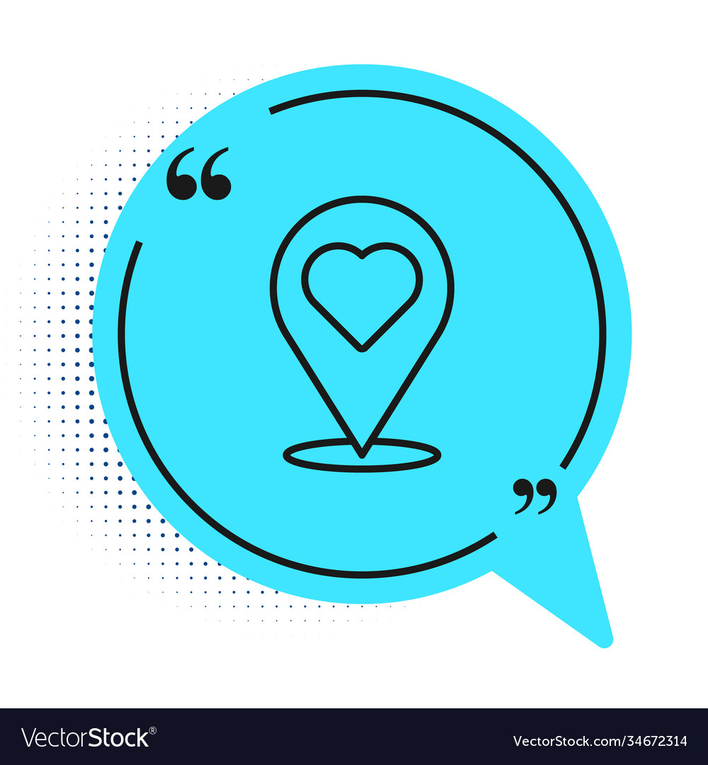 Black line map pointer with heart icon isolated Vector Image