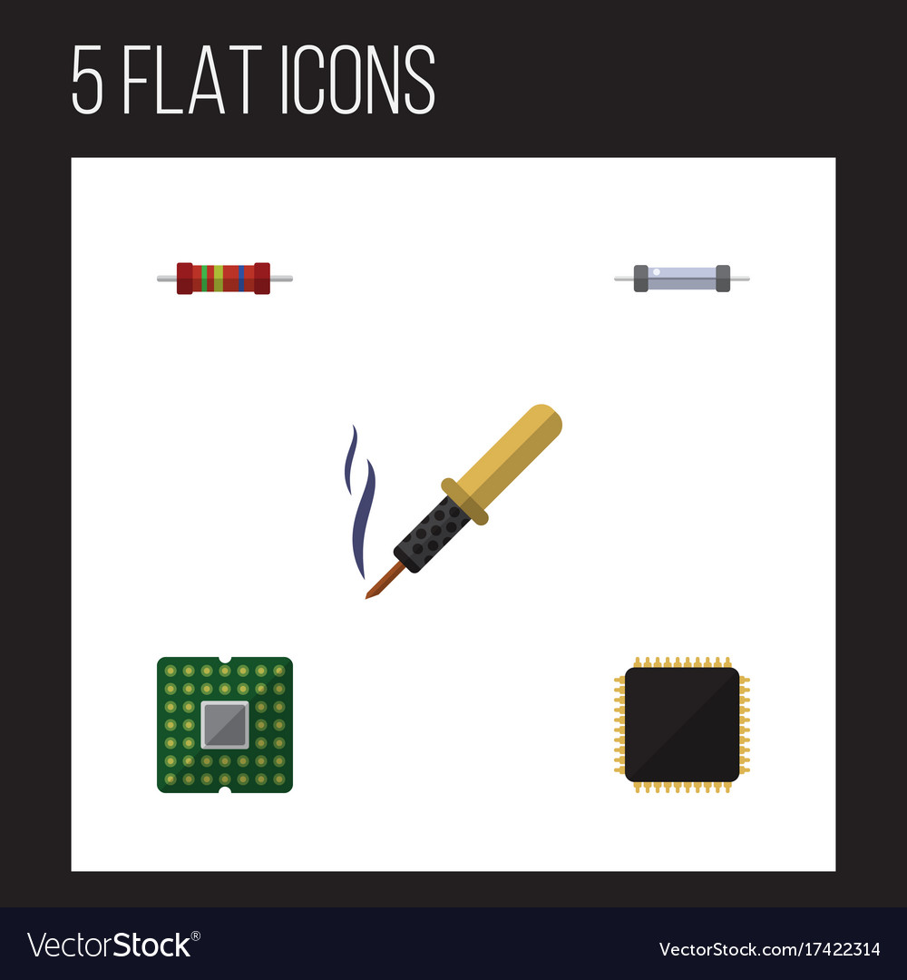 Flat icon technology set of unit repair cpu Vector Image