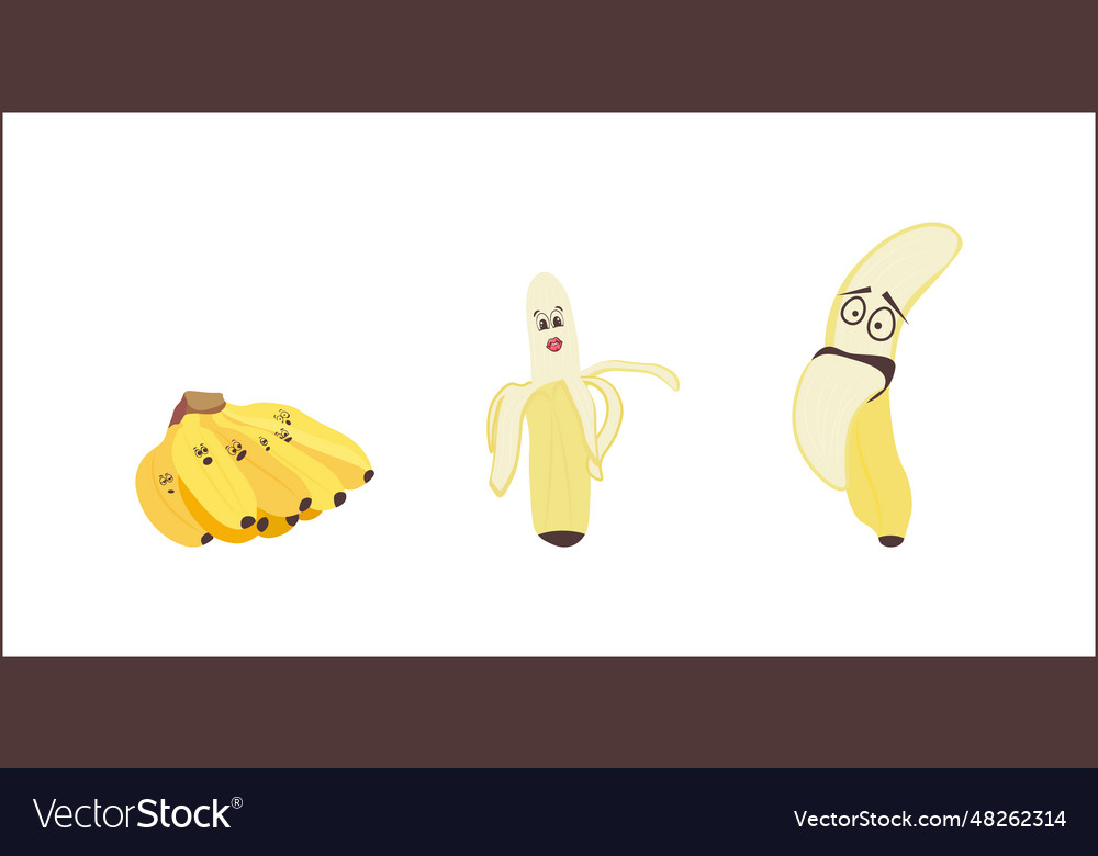 Funny banana characters of funny bananas isolated Vector Image