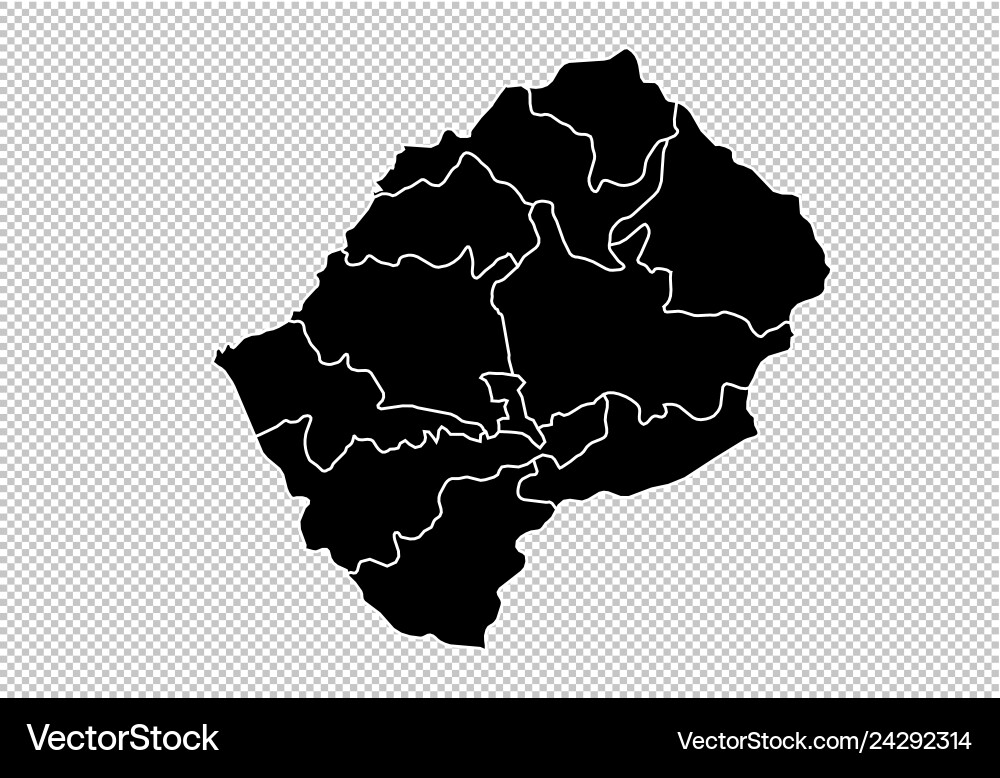 Lesotho map - high detailed black Royalty Free Vector Image