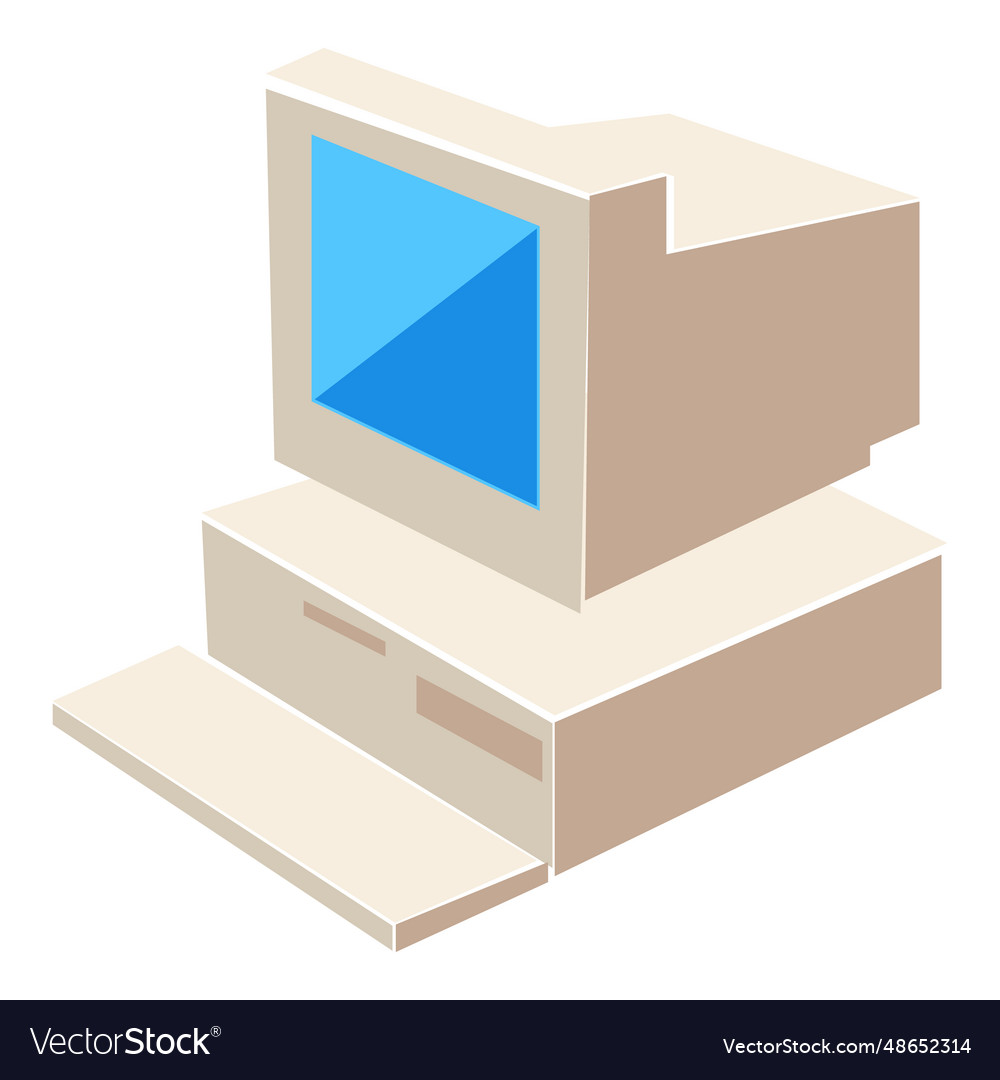 Retro computer with keyboard and crt monitor 80s Vector Image