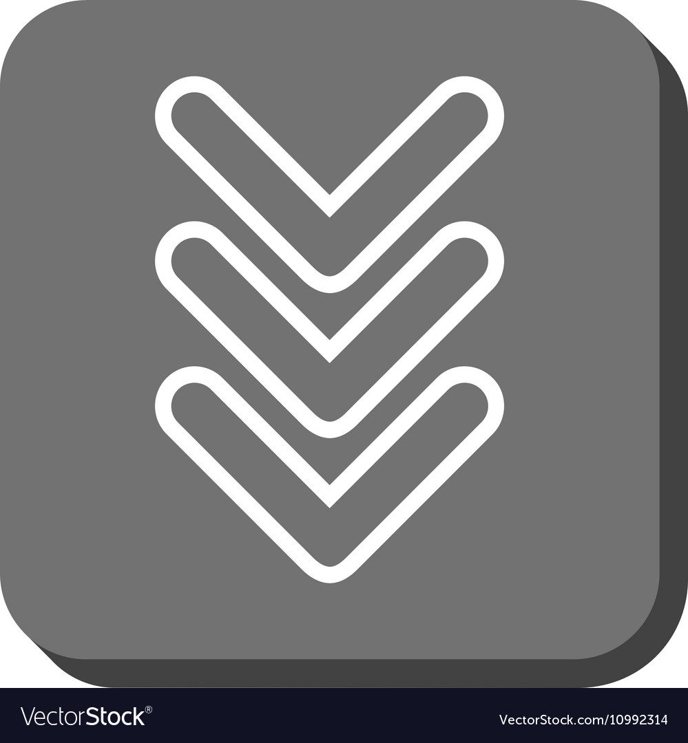 Triple pointer down rounded square icon Royalty Free Vector