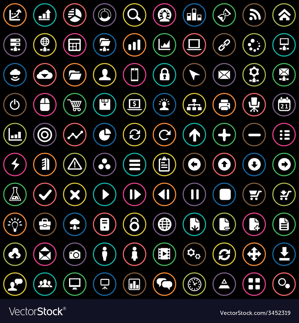100 development soft icons Royalty Free Vector Image