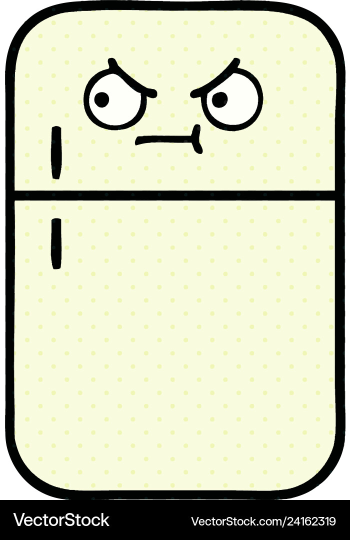 Comic book style cartoon fridge freezer Royalty Free Vector