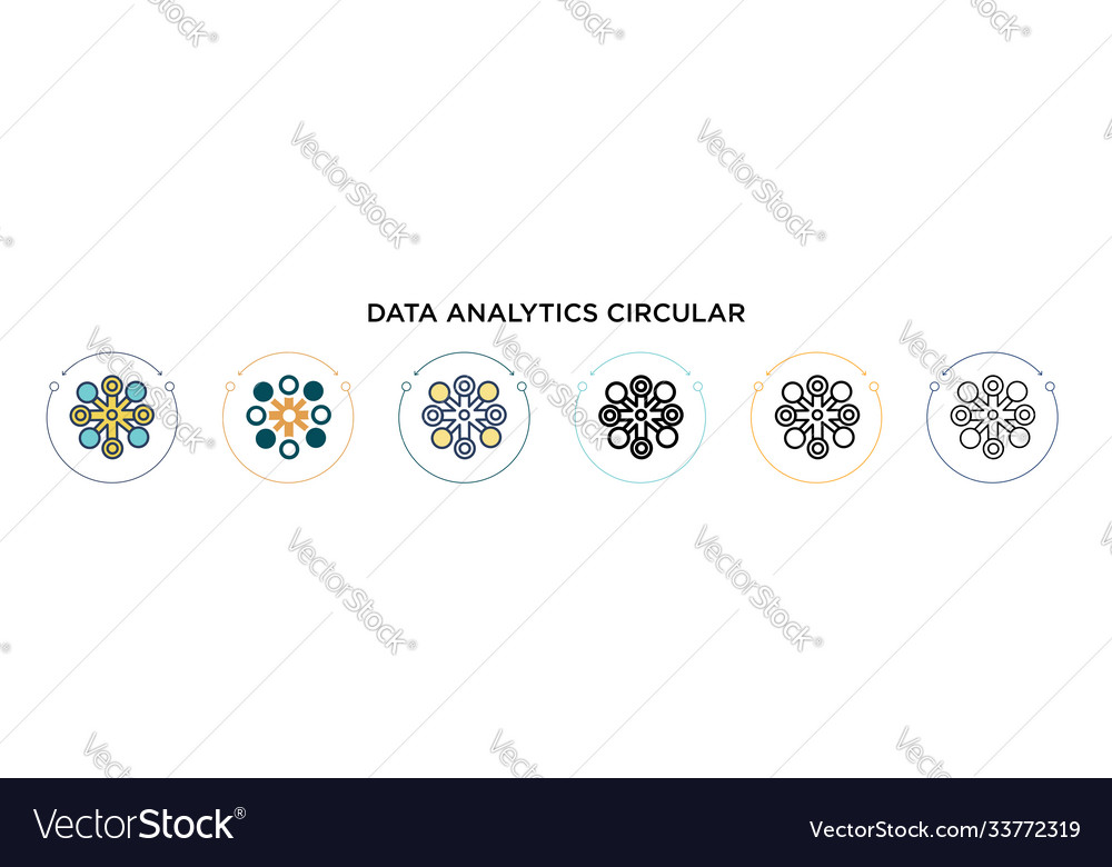 Data analytics circular icon in filled thin line Vector Image Data analytics circular icon in filled thin line Vector Image