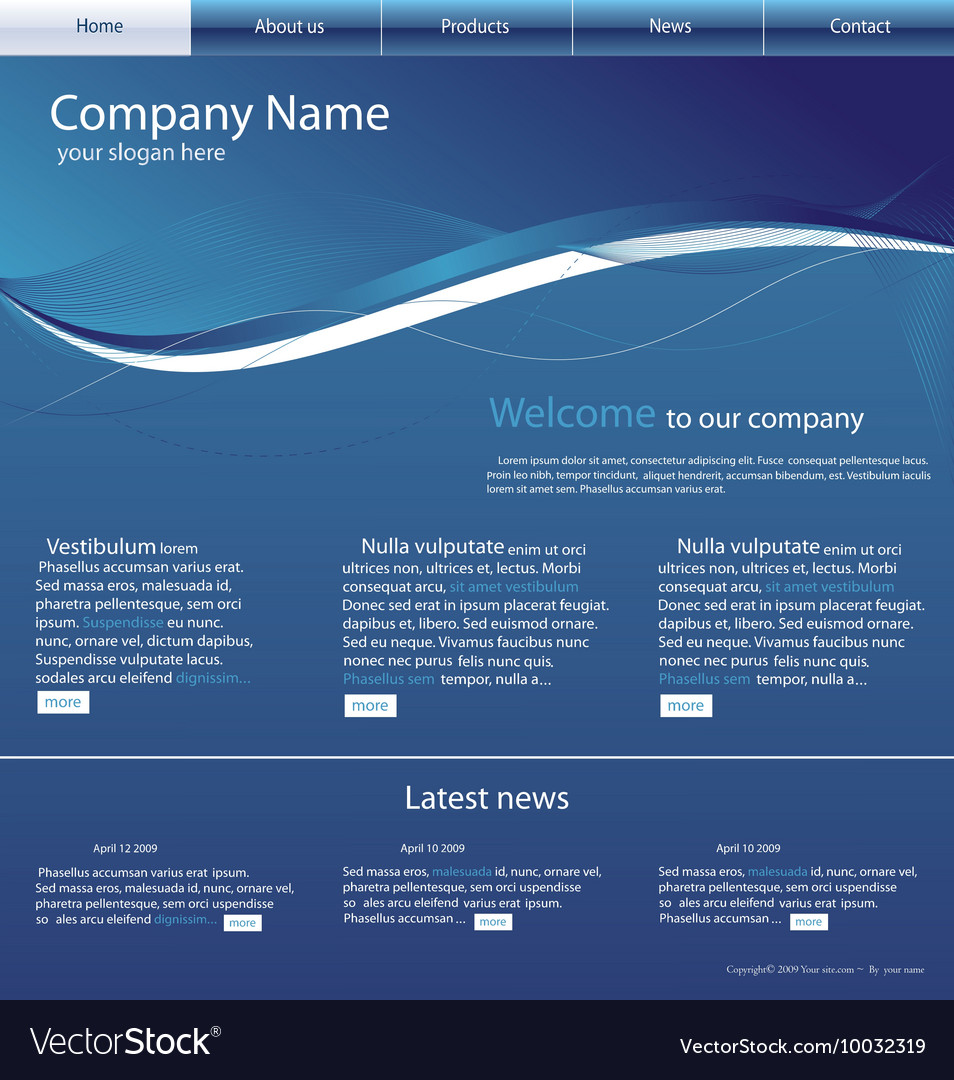 Editable website template Royalty Free Vector Image