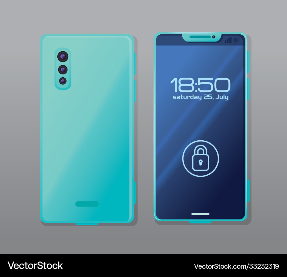 Front and side view realistic smartphone mockup Vector Image