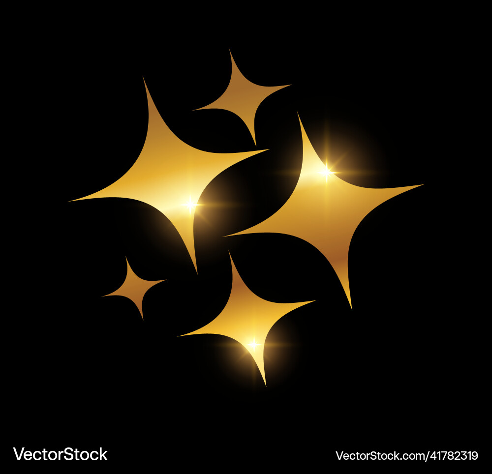 Golden shining star sign Royalty Free Vector Image