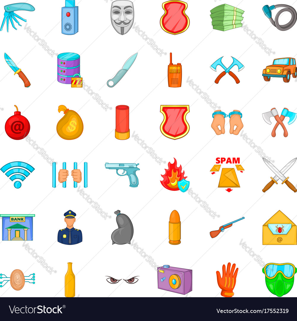 Hacker icons set cartoon style Royalty Free Vector Image