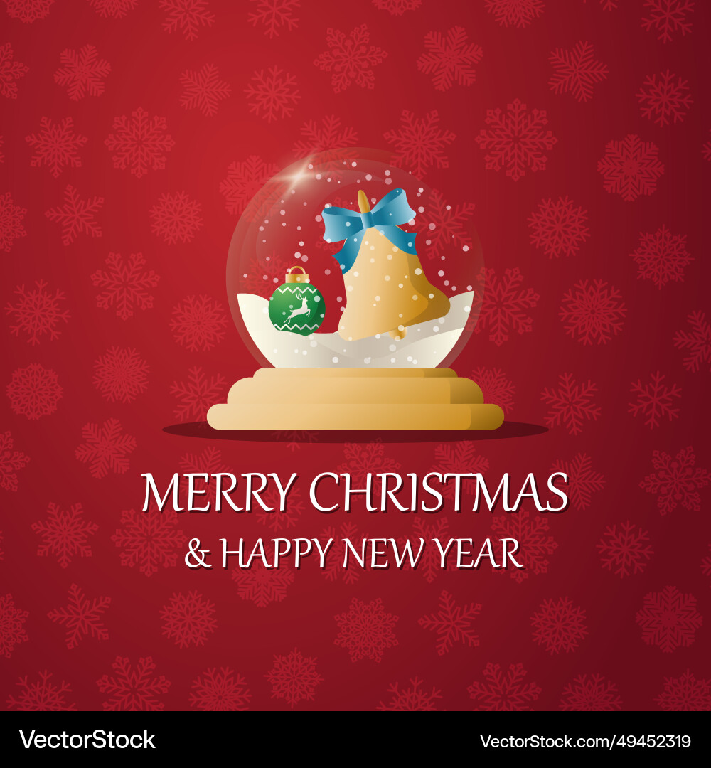 Merry christmas snow globe with a bell Royalty Free Vector