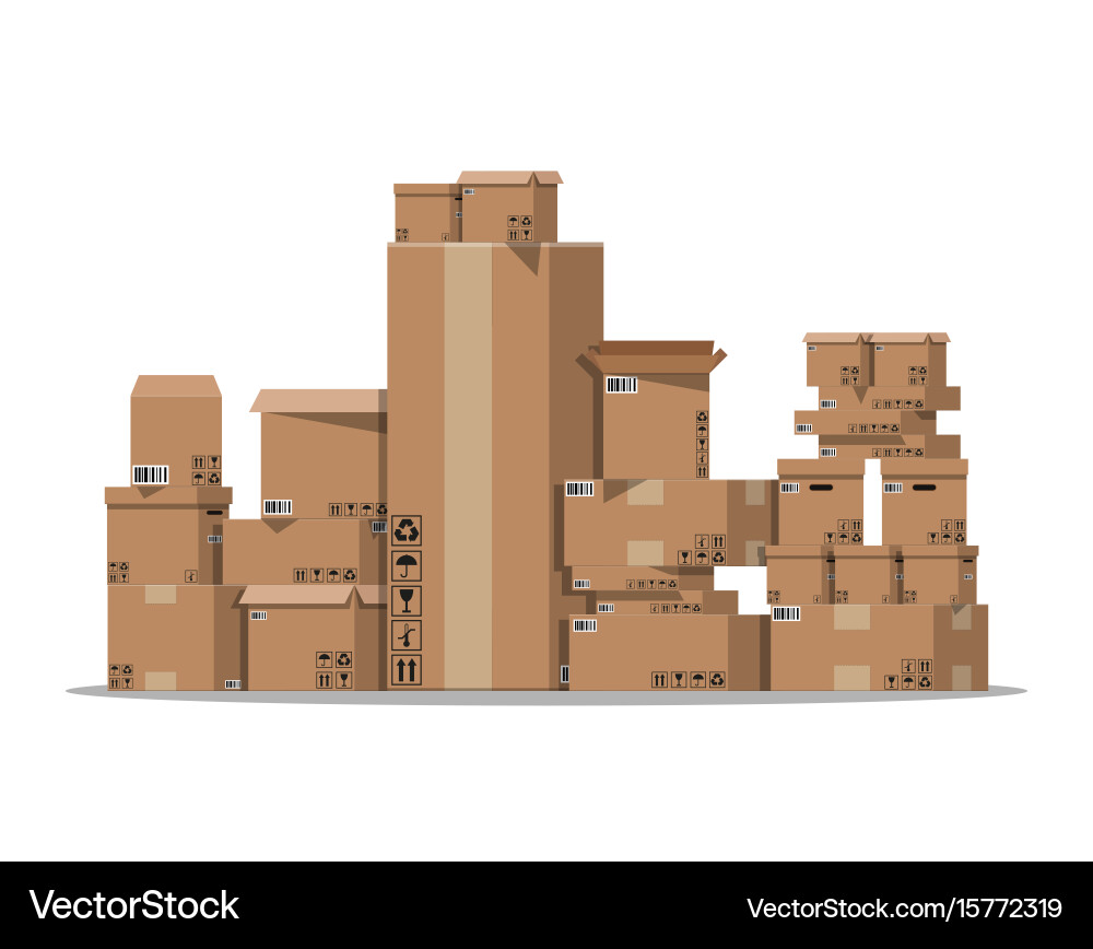 Pile cardboard boxes set Royalty Free Vector Image