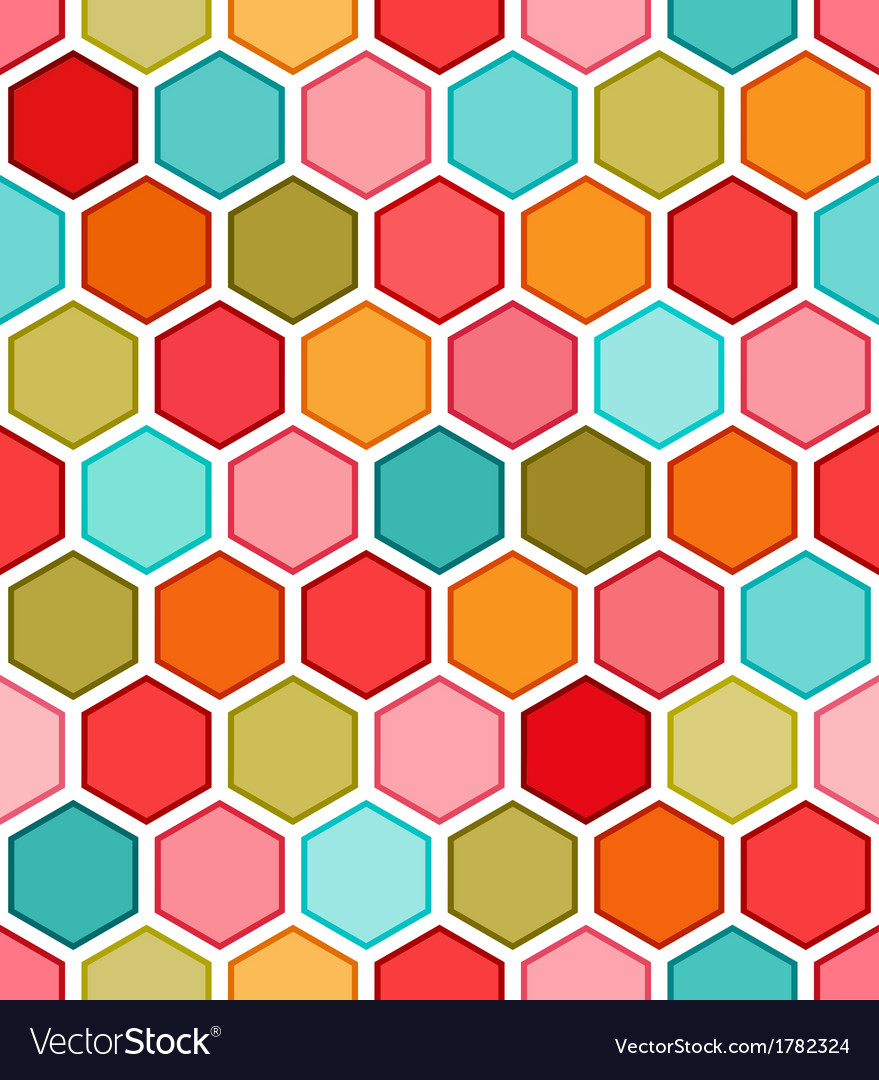 Hexagon multicolored seamless pattern Royalty Free Vector