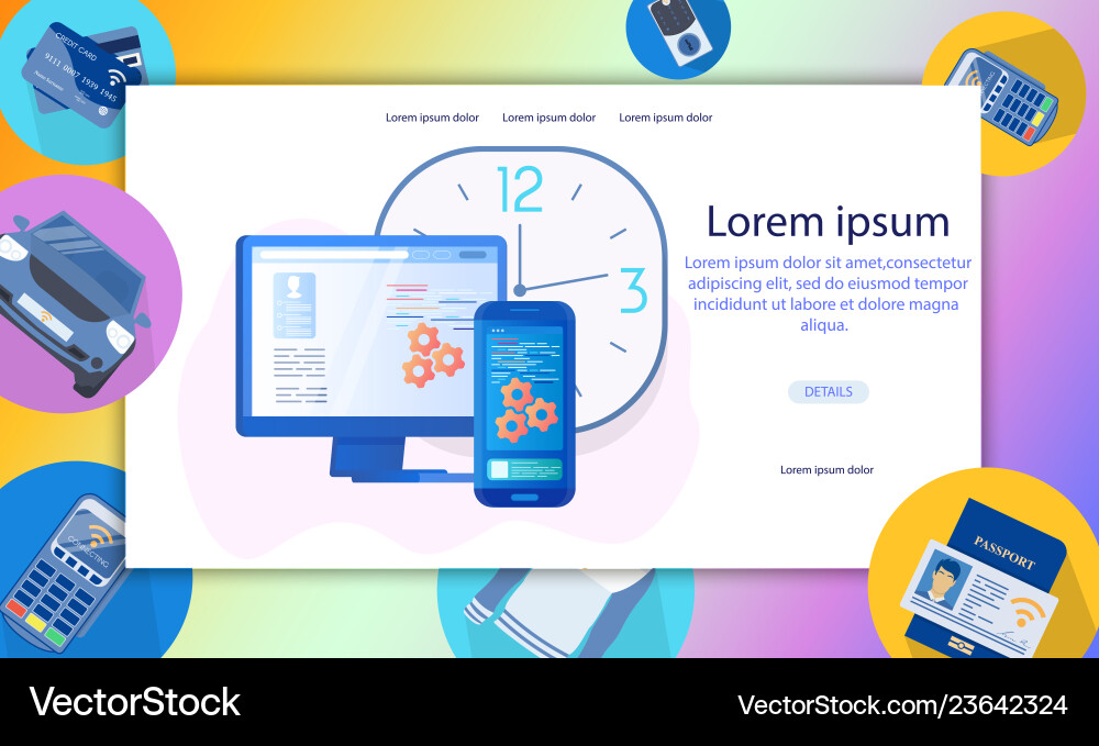 Information synchronization typography banner Vector Image