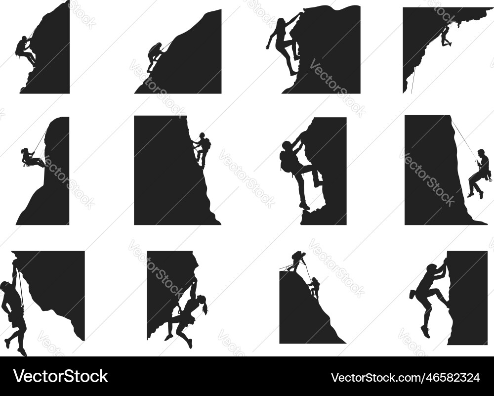 Mountain Climbing Silhouette Vector