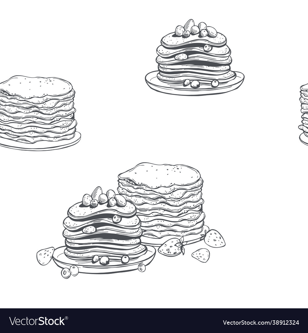 Pancakes pattern Royalty Free Vector Image - VectorStock