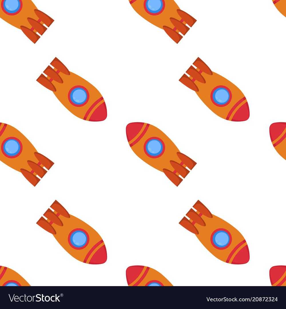 Seamless pattern with space rocket Royalty Free Vector Image