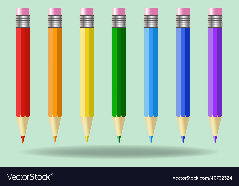 Set of 7 main colors rainbow colorful Royalty Free Vector