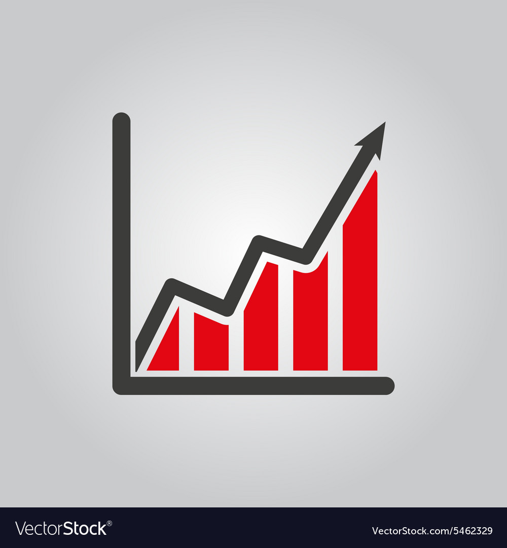 Growing graph icon growth and up symbol flat Vector Image Growing graph icon growth and up symbol flat Vector Image