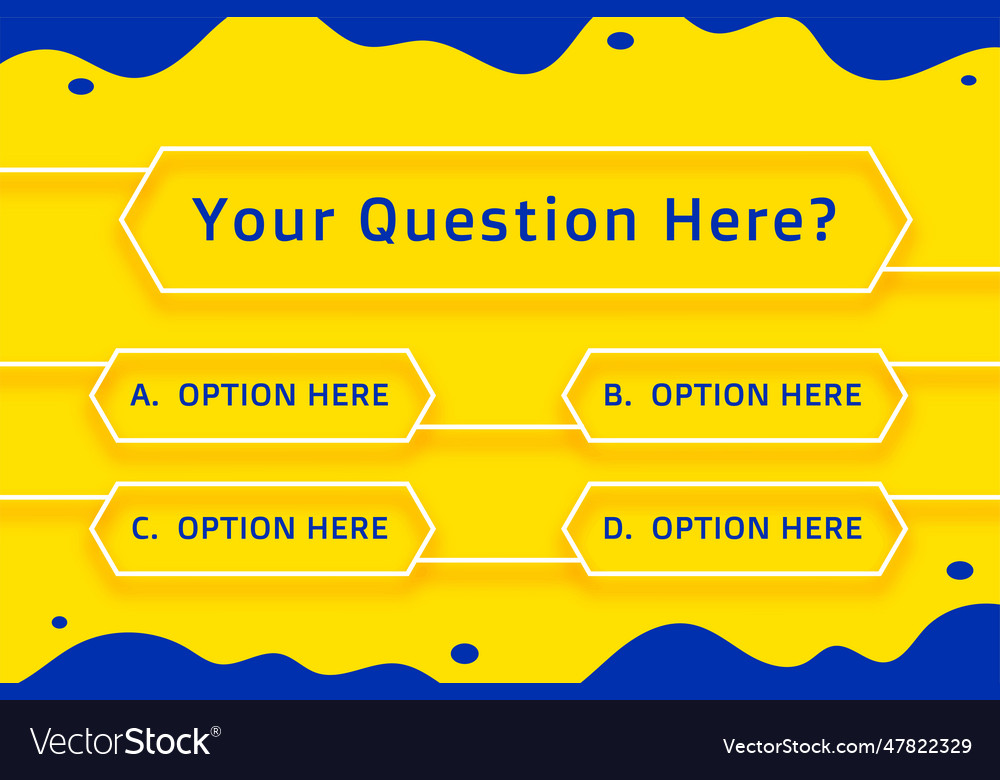 Multiple option quiz game template in problem Vector Image
