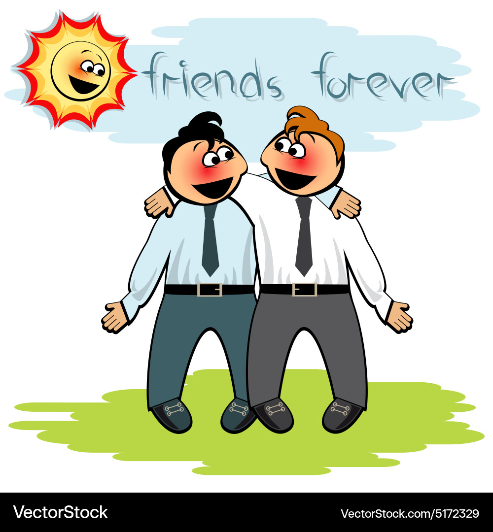 Two men stand together Royalty Free Vector Image