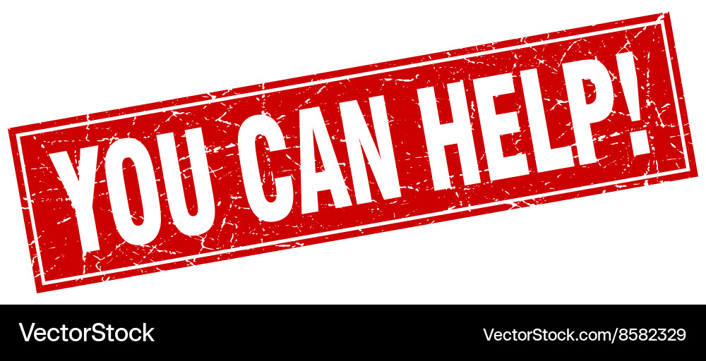 You can help red square grunge stamp on white Vector Image