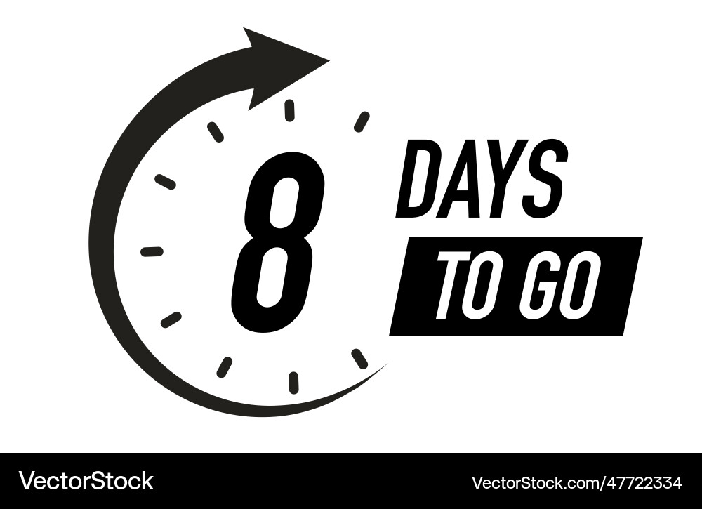 8 days to go timer symbol black color flat style Vector Image