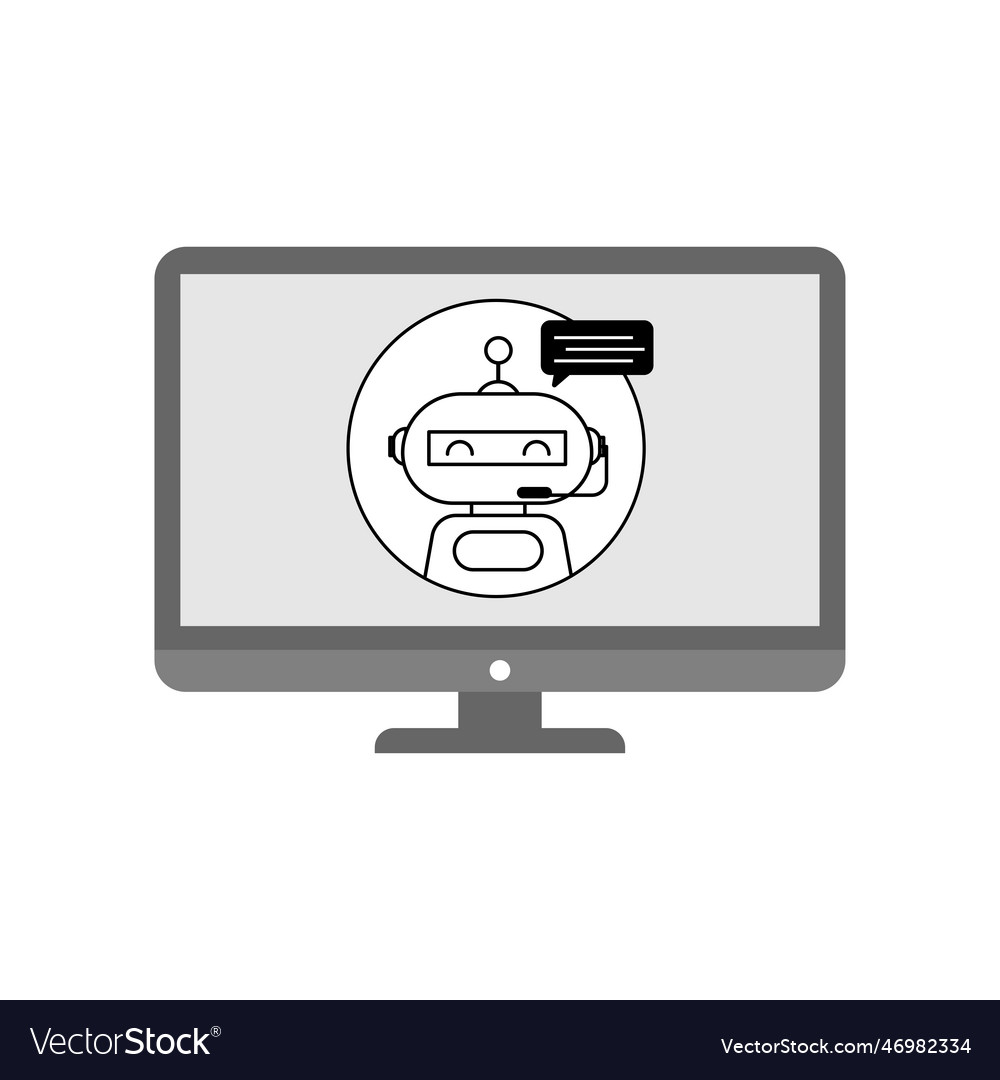 Artificial intelligence robot on computer screen Vector Image